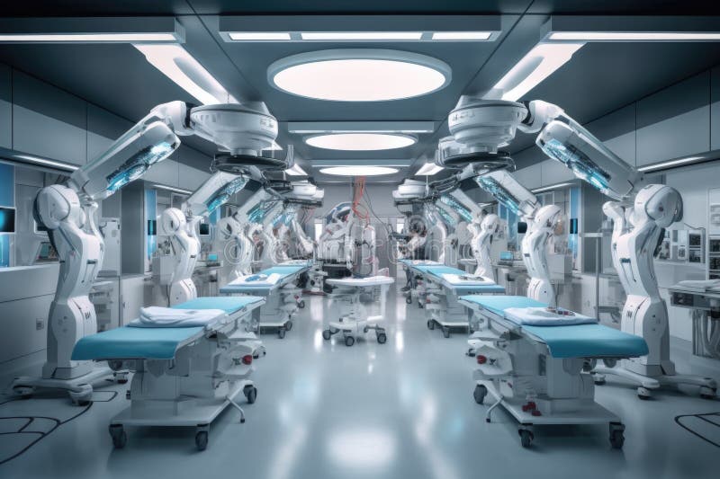 Ai Robot Assembly Line in a High-tech Lab Stock Illustration ...