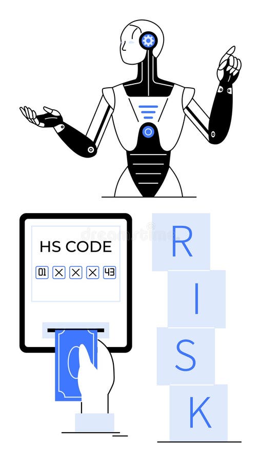 AI Robot Assisting with Customs HS Code Analysis and Risk Management in Trade Processes Stock ...