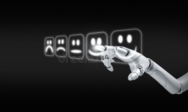 AI Robot Becomes Sentient and Conscious. Ai S Hand Points at Its ...