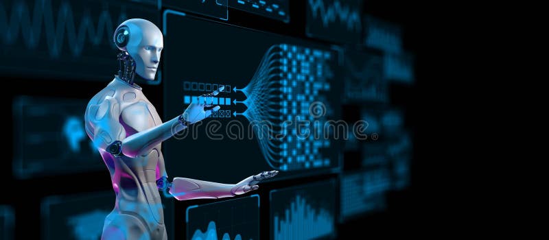 Ai Robot With Big Data Analytics Dashboard For Business And Technology