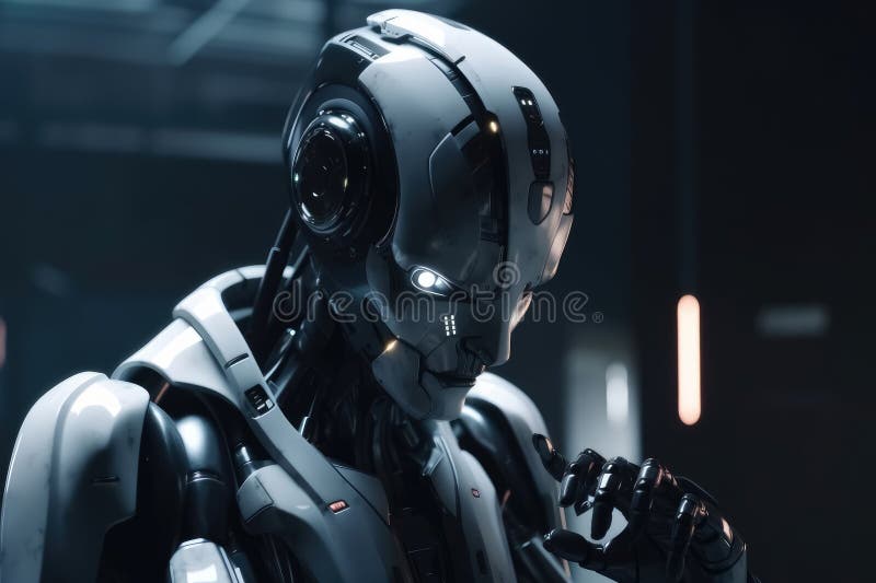 An AI Robot in a Business Suit Looks at Its Smartphone Created with ...