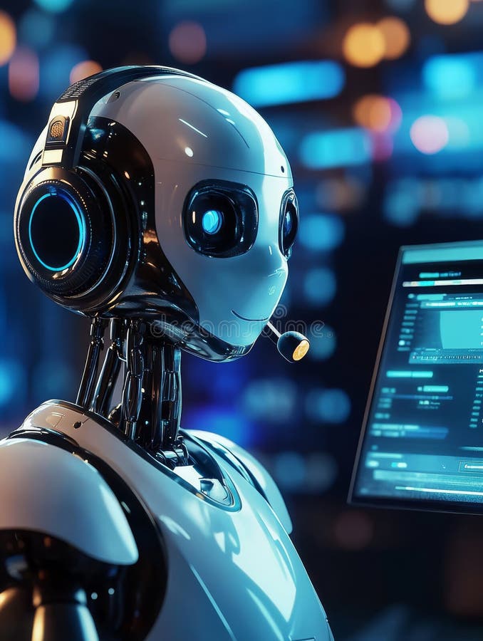 An AI Robot Call Center Agent Engaging with Customers in an Online ...