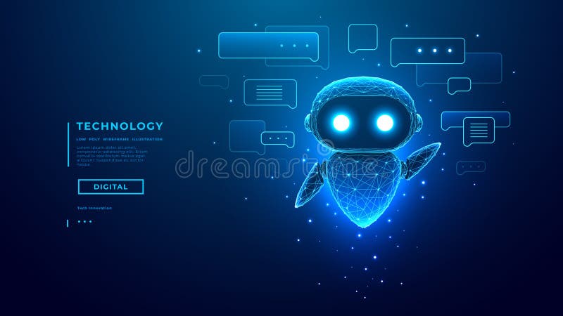 AI Robot Chatbot with Speech Bubbles on Technology Blue Background ...