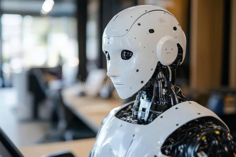 AI, robot close up. stock photo. Image of design, screen - 344759992