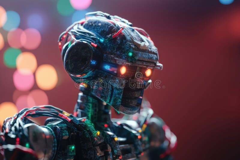 An AI Robot almost Completely Wrapped in Brightly Coloured Fibre Optic ...