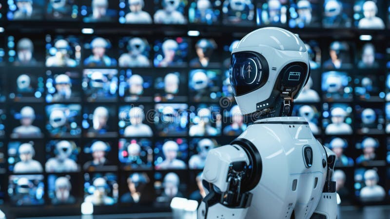 AI Robot Connects and Monitors Data on Digital Wall Display with ...