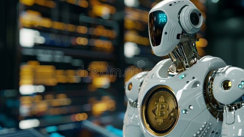 AI Robot with Cryptocurrency Symbols, Cryptocurrency and Ai Robot Stock ...