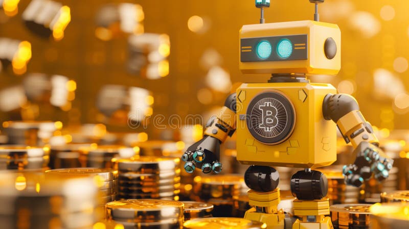 AI Robot with Cryptocurrency Symbols, Cryptocurrency and Ai Robot Stock ...