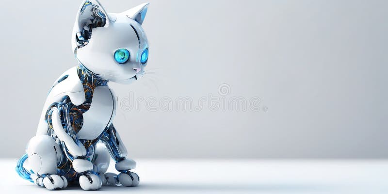 Ai Robot. Cute Cat Droid Toy with Copy Space Stock Illustration ...