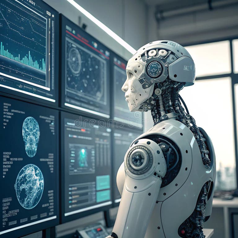 AI Robot Cyborg Research and Development Stock Illustration - Illustration of cyborg ...