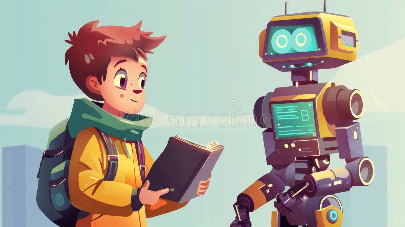 Ai Robot Development and Science Study Modern Illustration. Set of ...