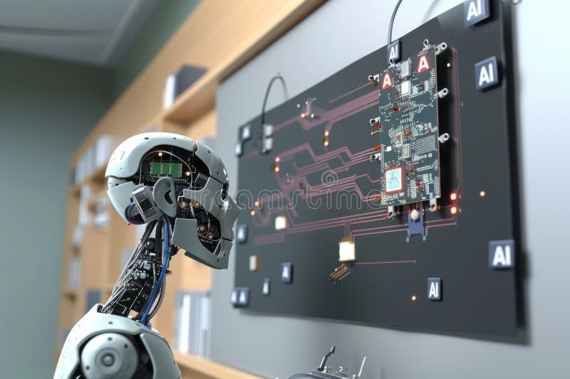 AI Robot with Digital Circuit Board, Advanced Artificial Intelligence ...