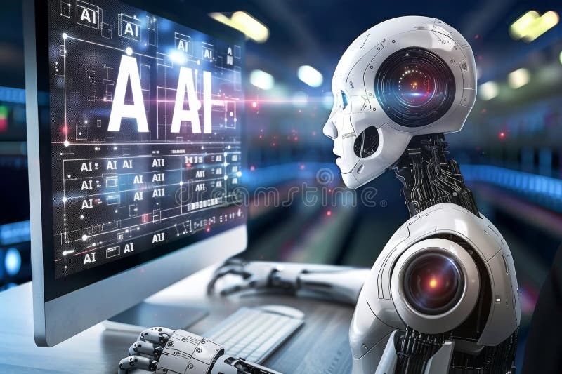 AI Robot with Digital Interface, Modern Technology, Advanced Computing ...