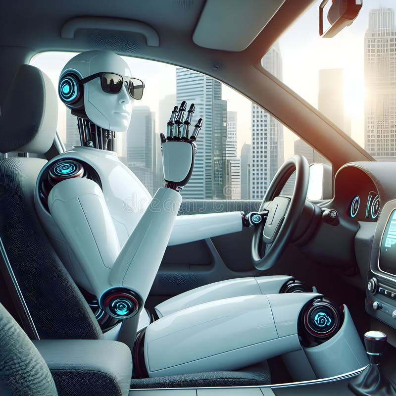 Ai Robot Drive Car Concept. Ai Generated Stock Illustration ...