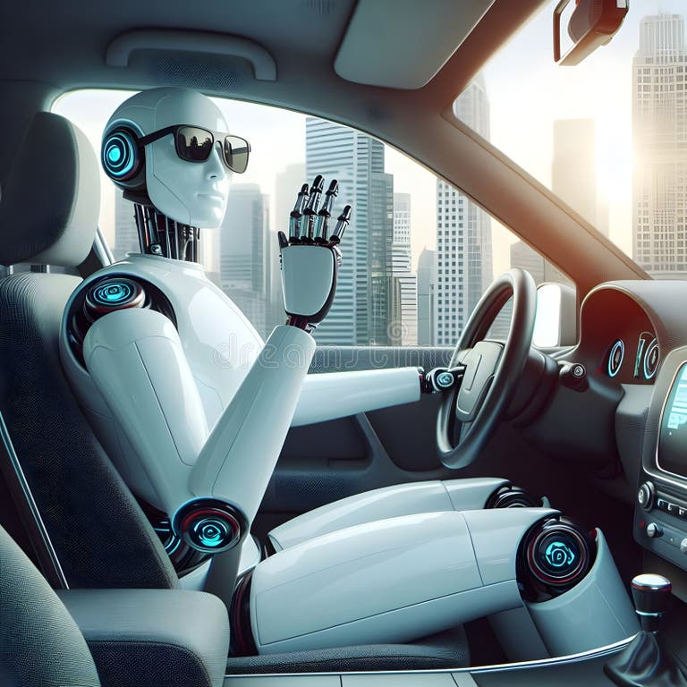 Ai Robot Drive Car Concept. Ai Generated Stock Illustration ...