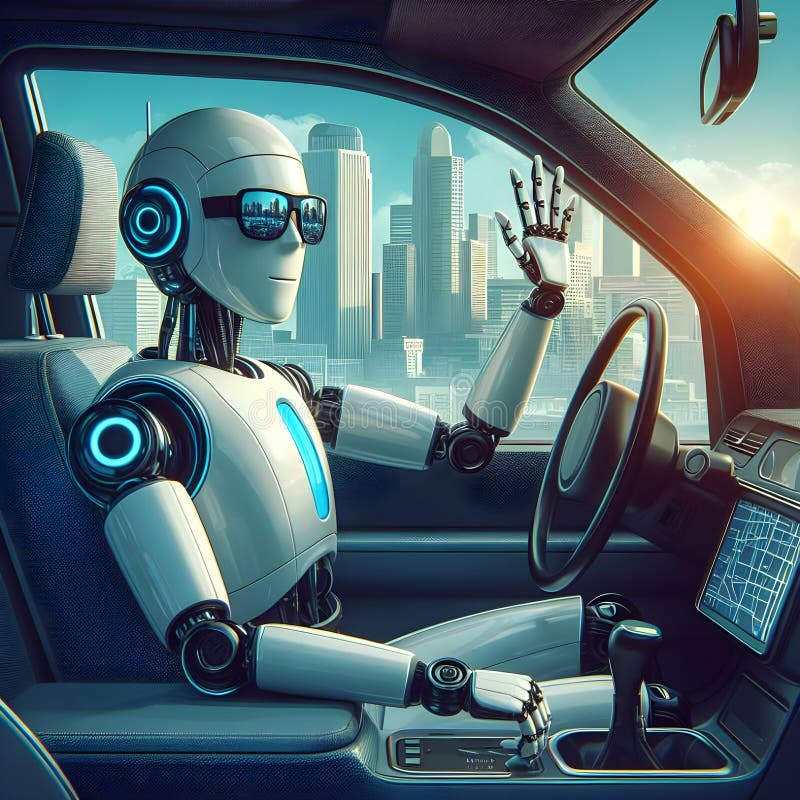 Ai Robot Drive Car Concept. Ai Generated Stock Illustration ...