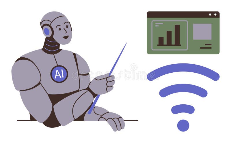 Ai Robot Explaining Digital Dashboard Interface Stock Illustrations – 4 ...