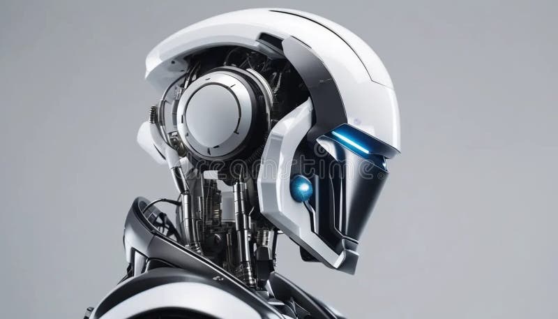 AI Robot on Grey Background Stock Illustration - Illustration of ...