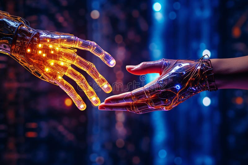 AI Robot Hand and Human As a Symbol of Artificial Intelligence Help ...