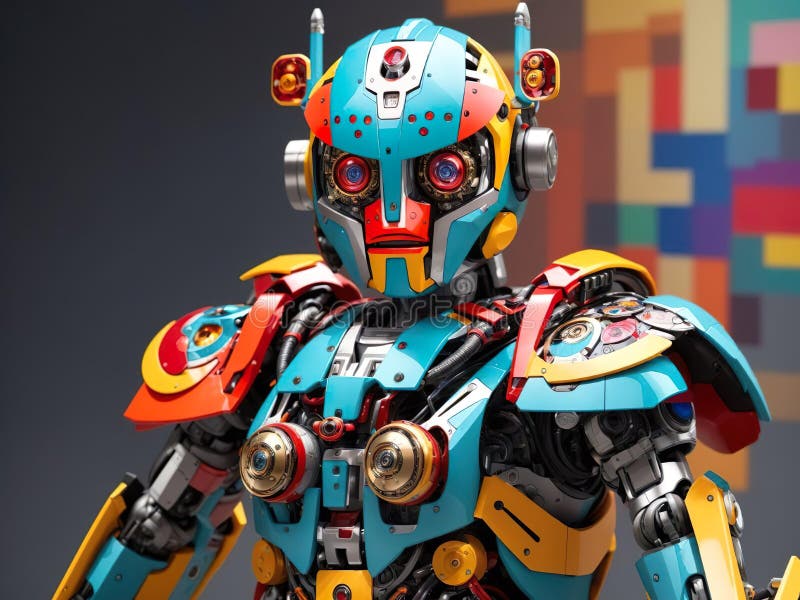 AI Robot that Has a Bright and Bold Colors Stock Illustration ...