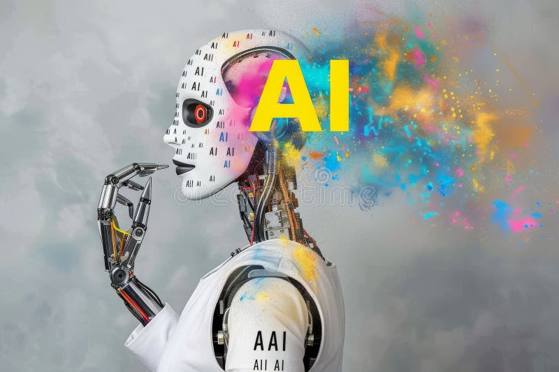 AI Robot Holding Glowing Letters, Digital Art, Technology Innovation ...