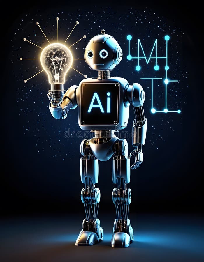 AI Robot with Lightbulb Idea Stock Photo - Image of digital, concept ...