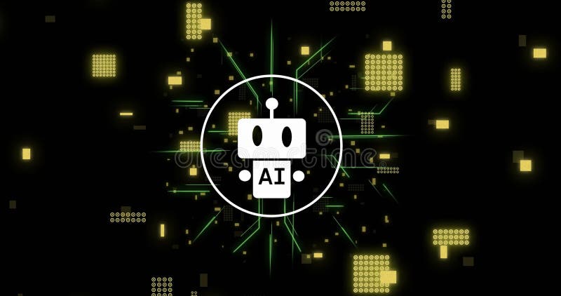 AI Robot Icon with Digital Data Visualization, Representing Artificial Intelligence Technology ...