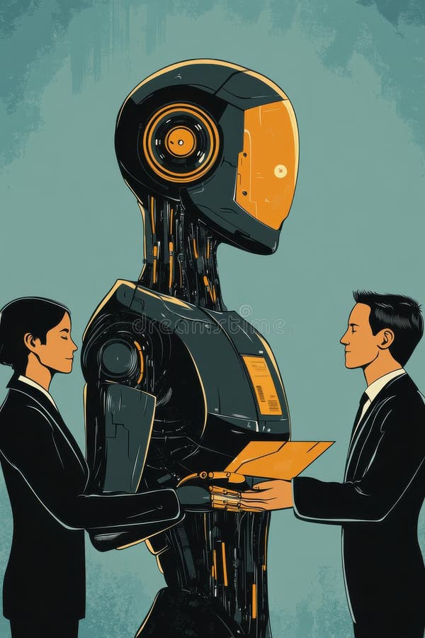 AI Robot Interacting with Business Professionals Demonstrating ...
