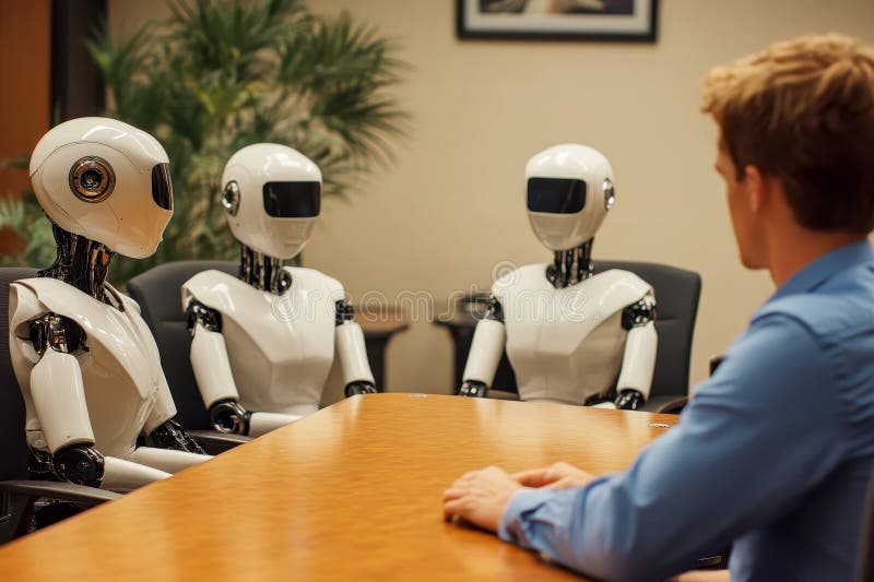 AI Robot Interview a Human at Work. Generative AI Stock Image - Image ...
