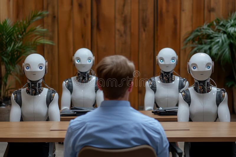 AI Robot Interview a Human at Work. Generative AI Stock Image - Image ...