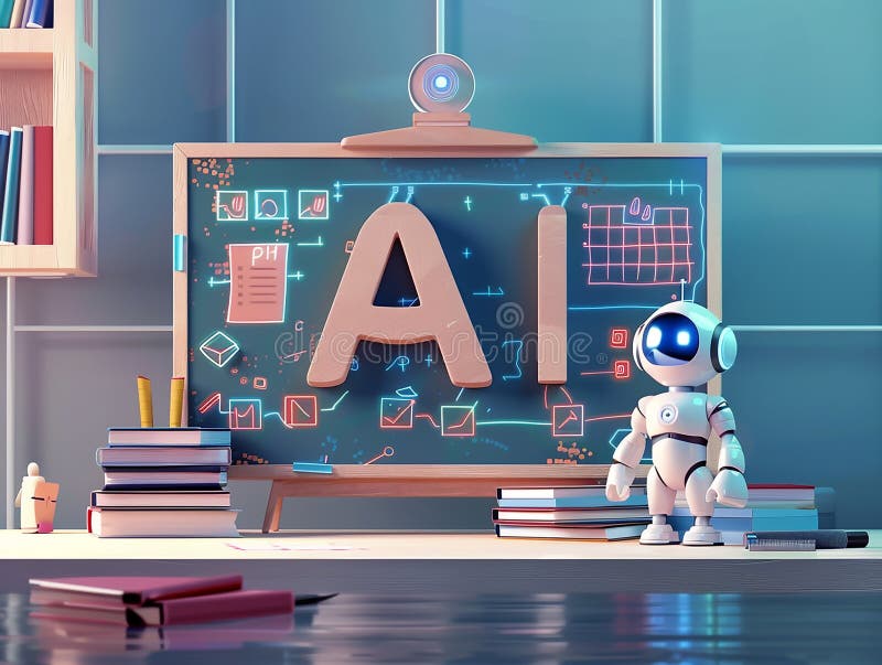 Ai Robot Learning in Classroom Setting Stock Illustration ...