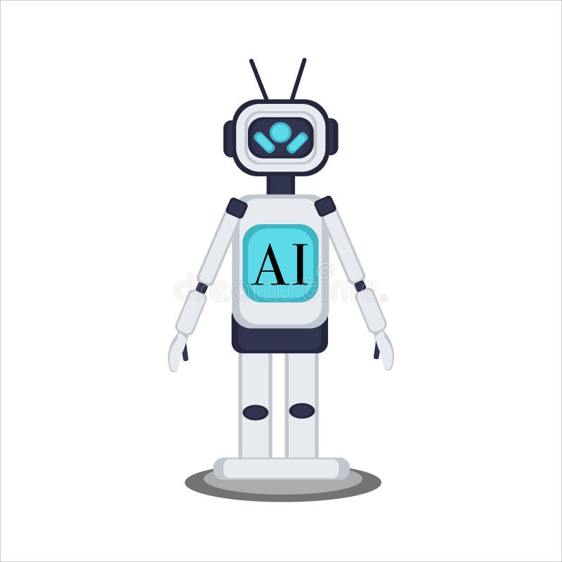 The AI Robot is Light in Color with Blue Inserts Stock Illustration ...