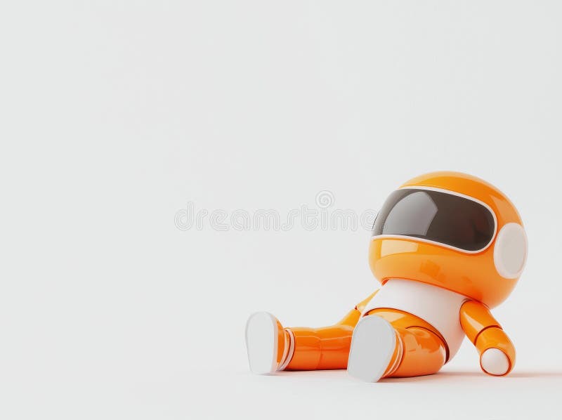 AI Robot Lying in Isolation, Cute and Small Stock Photo - Image of ...