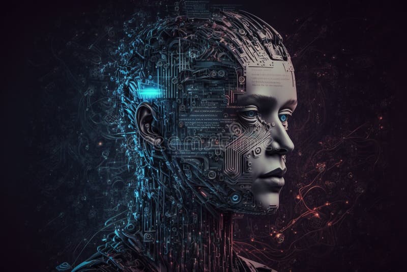 Ai Robot or Android Machine Digital Technology Concept Idea. Neural ...