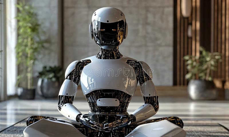 AI Robot in Meditation stock video. Video of software - 370385663
