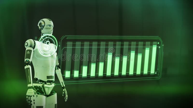 An AI Robot Monitors the Growth of Dollar Quotes on a Virtual Panel ...