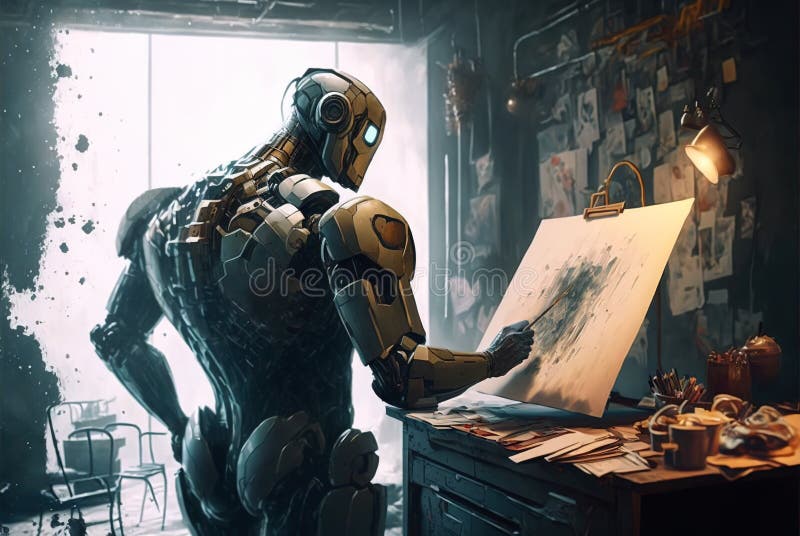 AI Robot Paints Picture at Home, Humanoid Robot Creating As Artist ... AI Robot Paints Picture at Home, Humanoid Robot Creating As Artist ...