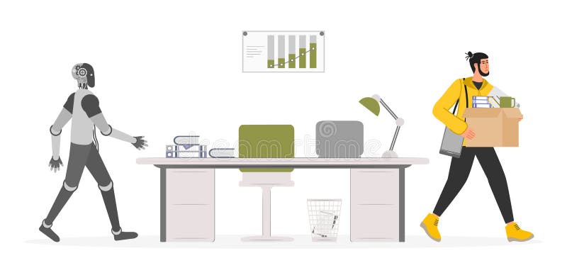 AI Robot People Unemployment Job Loss Work Problem Stock Vector ...