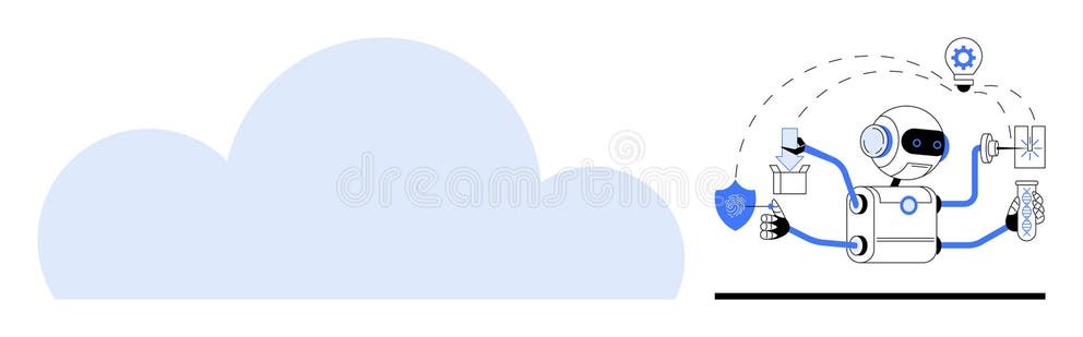 AI Robot Performing Multiple Tasks with Cloud Integration Concept Stock Vector - Illustration of ...