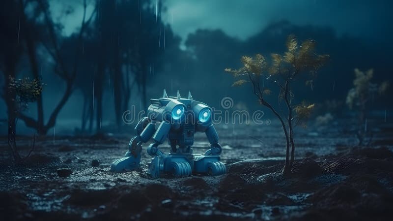 AI Robot Planting a Tree, Ecology, Technology, Humanoid, Go Green ...