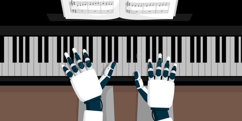 AI robot playing the piano stock vector. Illustration of sheet - 362159531
