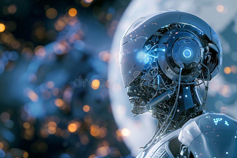 AI Robot, Powered by Tech, Coexists with Earth, Futuristic Harmony ...