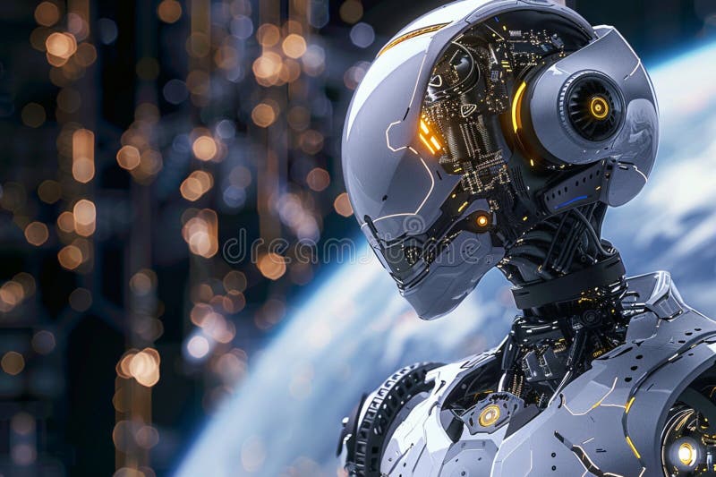 AI Robot, Powered by Tech, Coexists with Earth, Futuristic Harmony ...