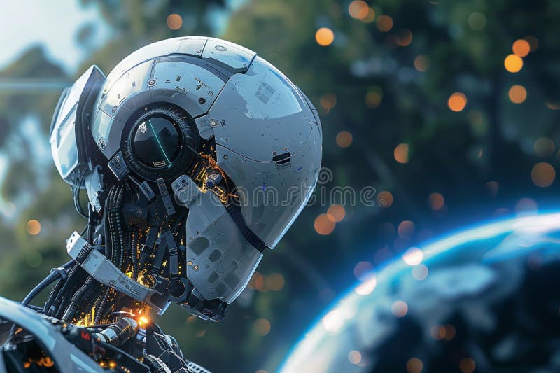 AI Robot, Powered by Tech, Coexists with Earth, Futuristic Harmony ...