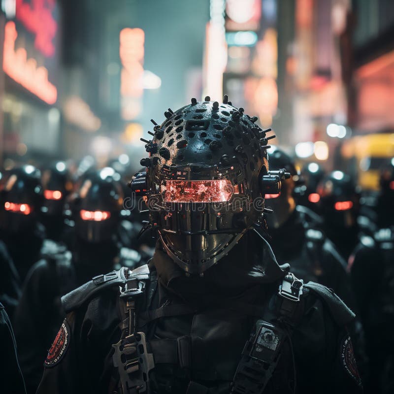 Ai robot protesters riot stock illustration. Illustration of abstract ...