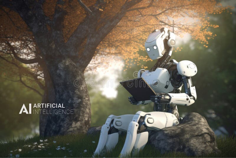 AI, Artificial Intelligence, Robot Reading a Book, Generative AI Stock ...