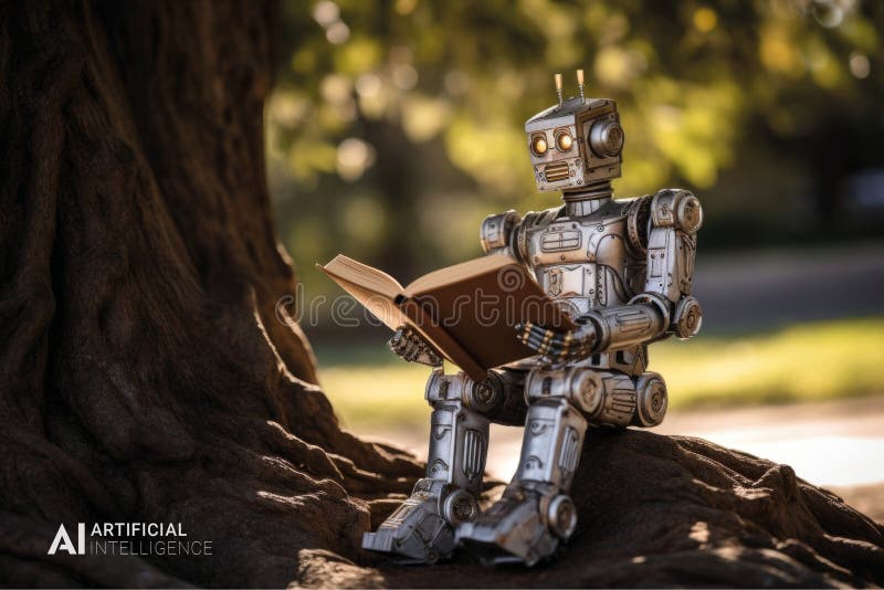 AI, Artificial Intelligence, Robot Reading a Book, Generative AI Stock ...