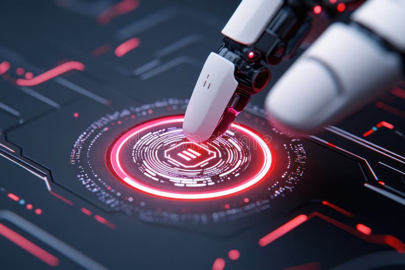 AI Robot Safeguarding Cyber Security and Privacy with Protection Sign ...