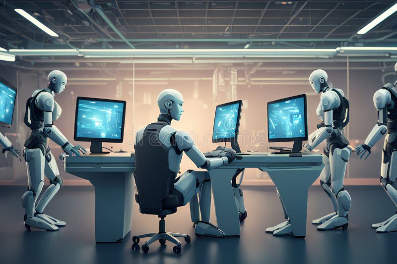 AI Robot in Scientific Research Data Analysis Stock Illustration ...