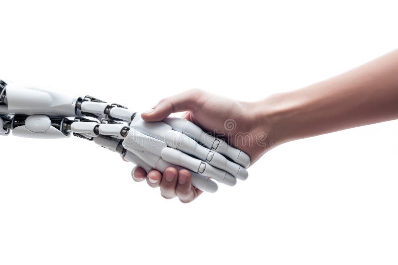 AI Robot Shaking Hands with Human Stock Illustration - Illustration of ...